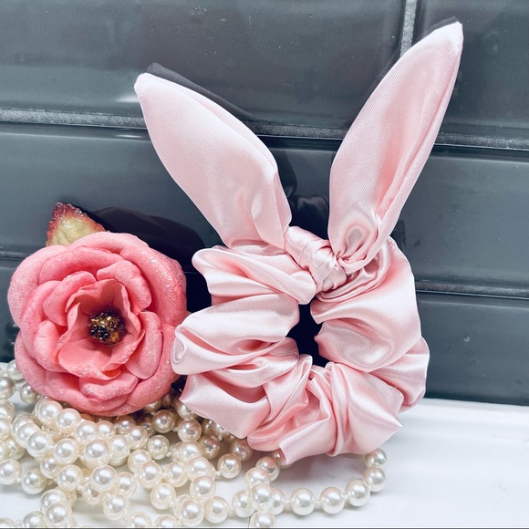 Accessories | Rabbit Bunny Ears Donut Hair Tie Silky Pink | Poshmark
